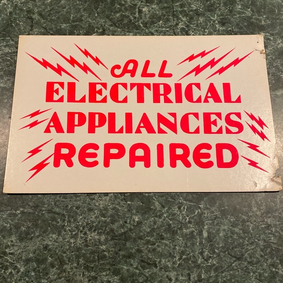 Wall Decor | Vtg Electrical Appliances Repaired Cardboard Sign | Poshmark